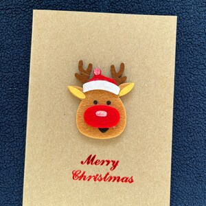 Set of 5 Handmade Reindeer Christmas Cards Set, Christmas Felt Cards ...