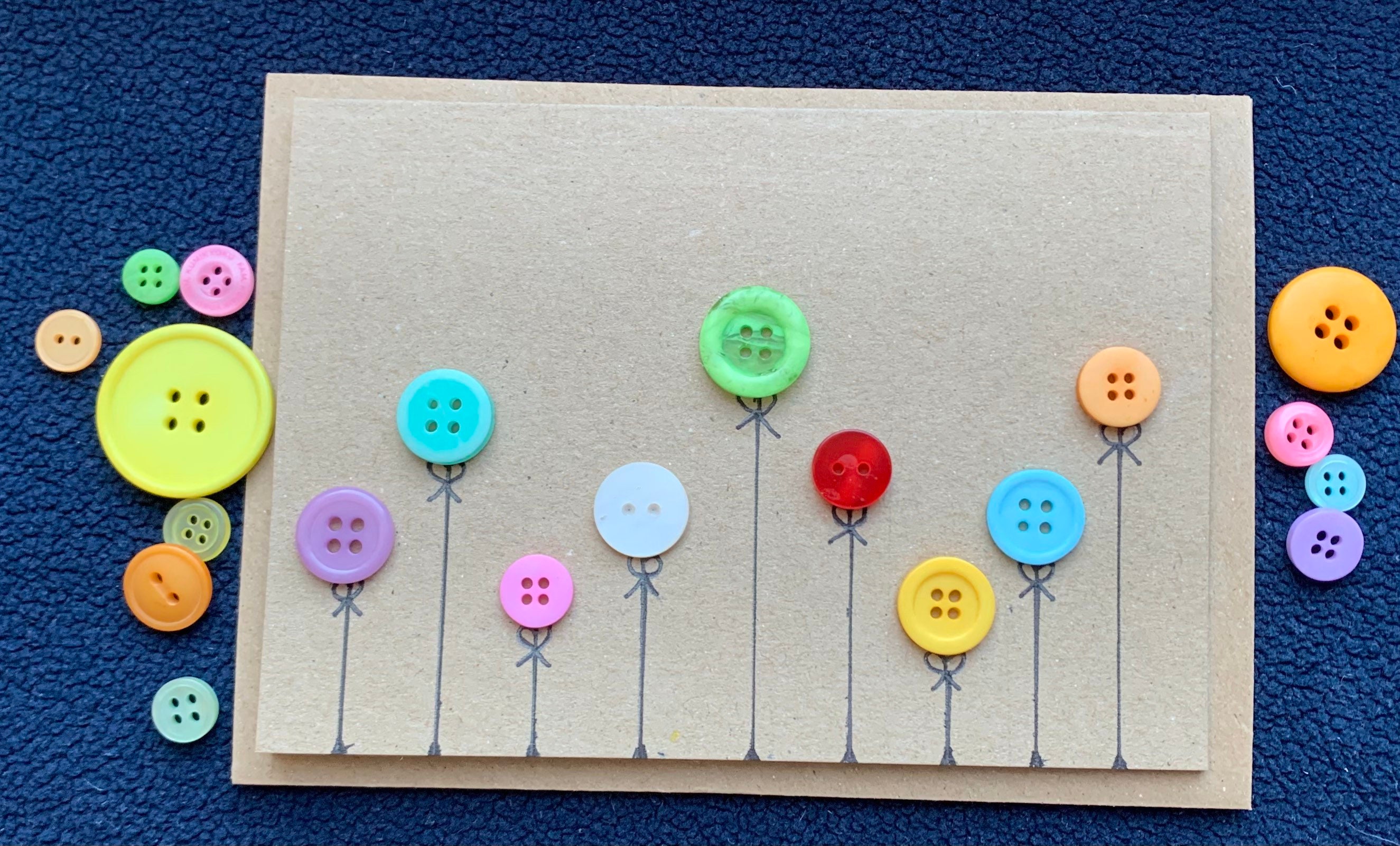 Colourful Button Card for Different Occasions, A6 Kraft Blank Card ...