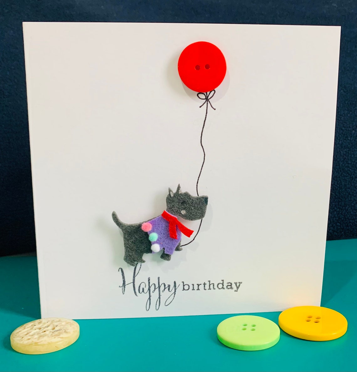 Dog Birthday Card, Pet Birthday Card, Card for Dog Lover, Dog Holding ...