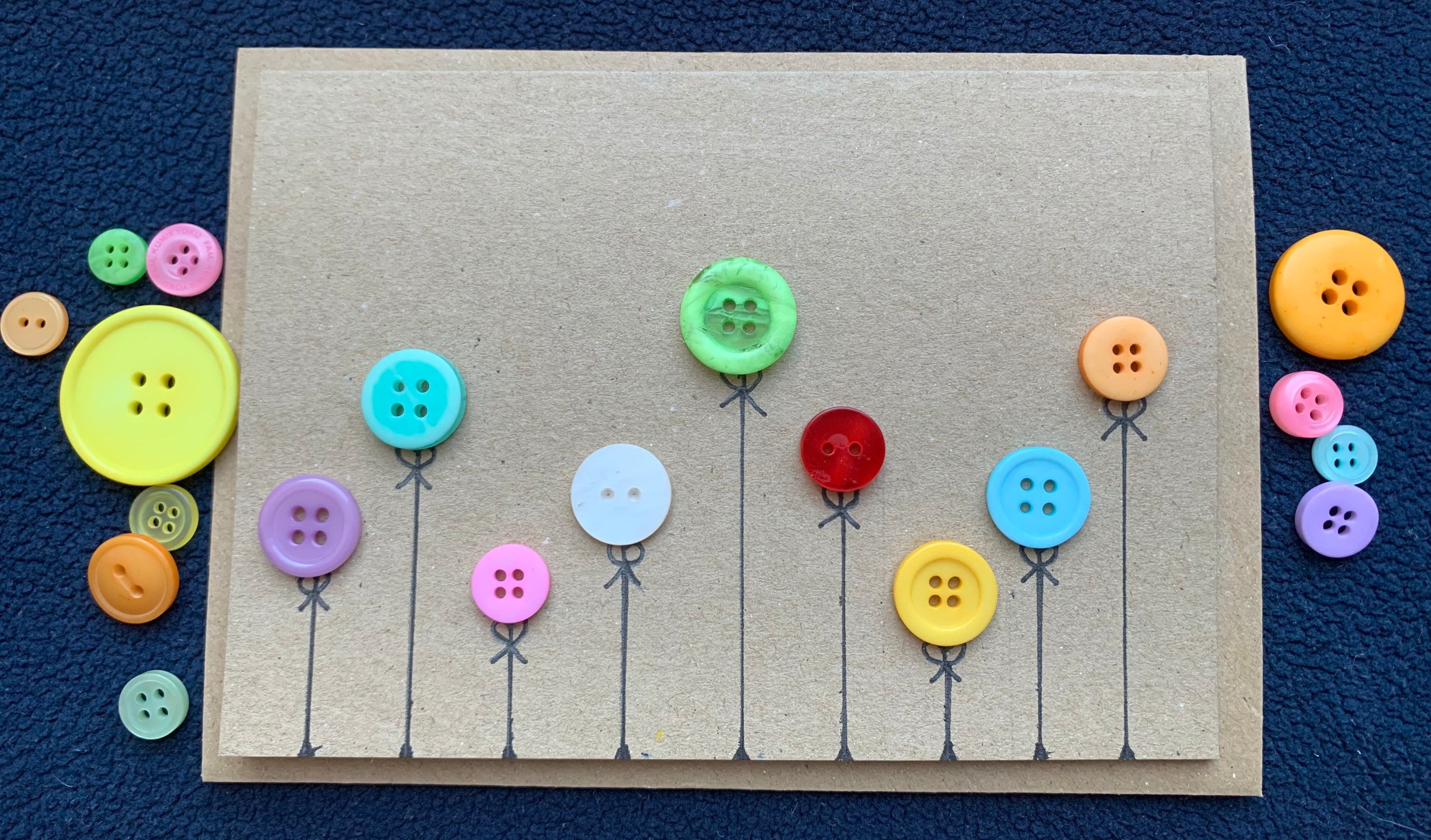 Colourful Button Card for Different Occasions, A6 Kraft Blank Card ...