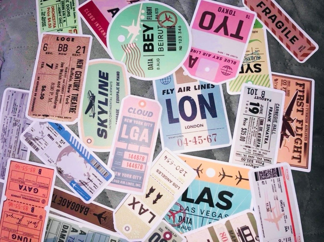 40 Pcs Boarding Pass Stickers, Vintage Baggage Pass, Airline Tickets ...