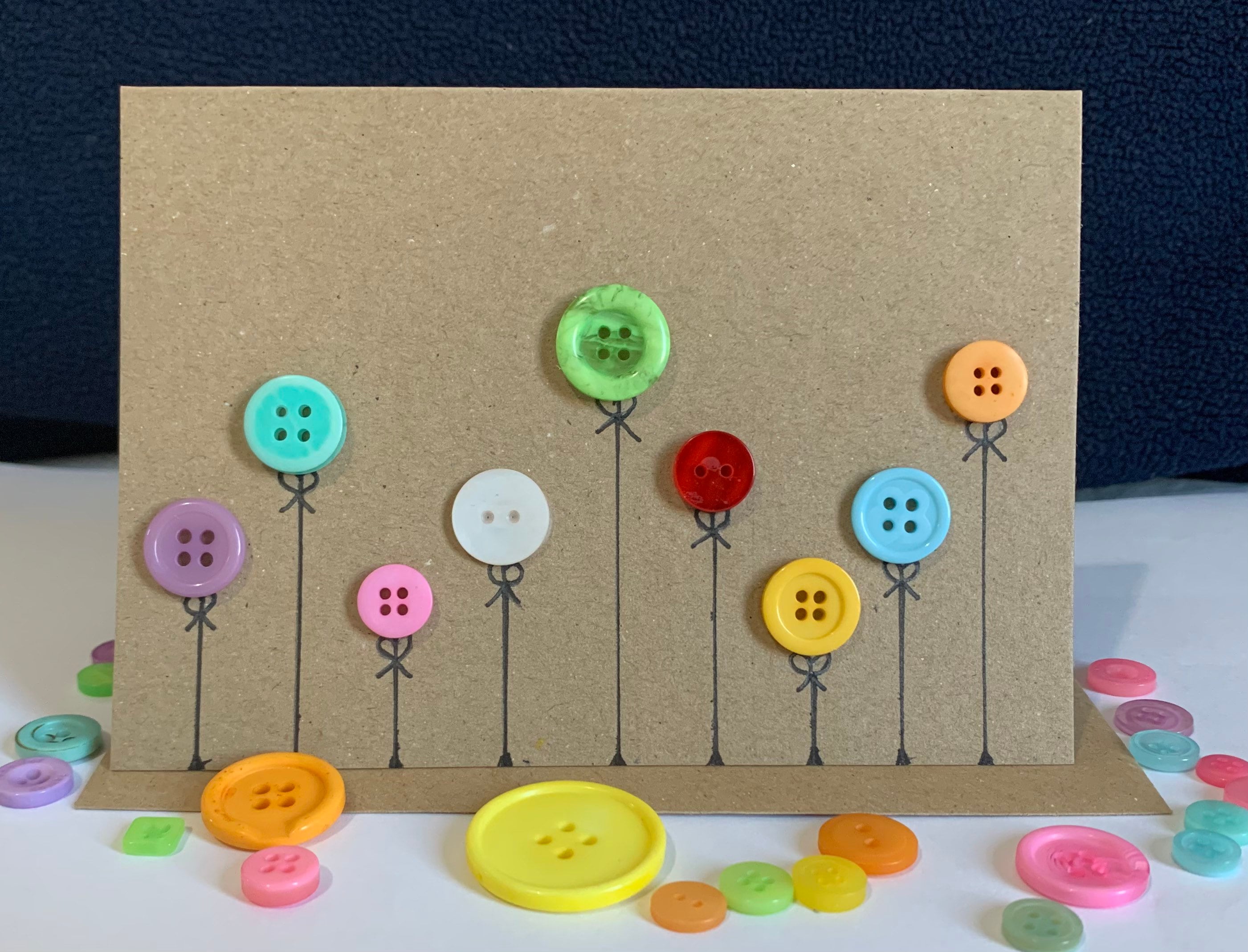 Colourful Button Card for Different Occasions, A6 Kraft Blank Card ...