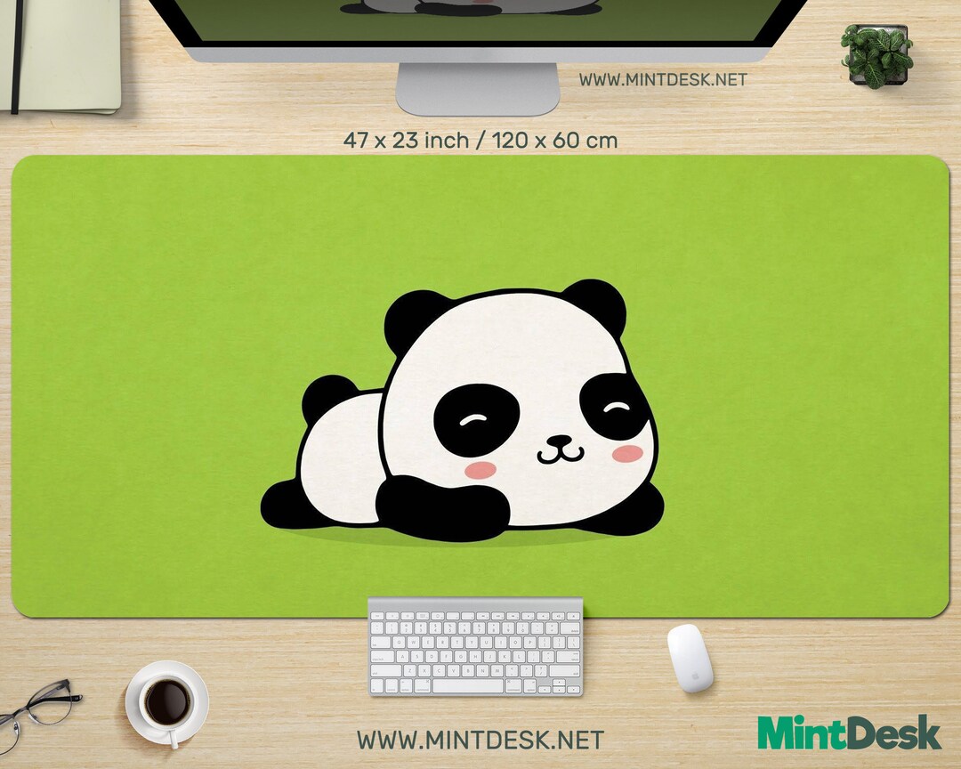 Cute Panda Desk Mat, Minimal Kawaii Deskmat Xxl, Animal Mouse Pad Xl ...