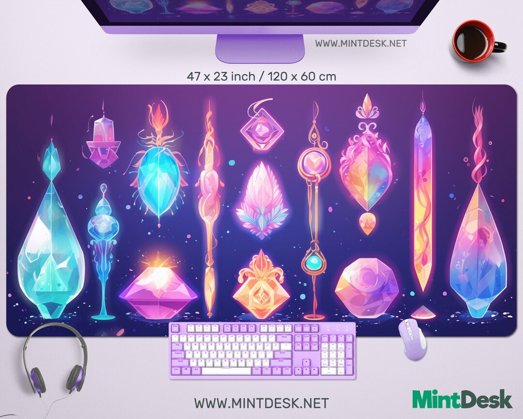 Crystal Wicca Desk Mat, Modern Witch Deskmat Xxl, Neon Astrology Mouse ...