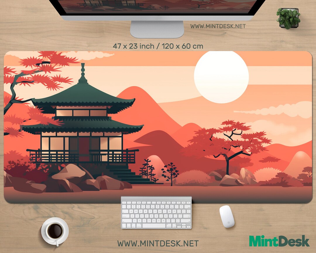 Japanese Aesthetic Desk Mat, Minimal Japan Deskmat Xxl, Samurai Dojo ...