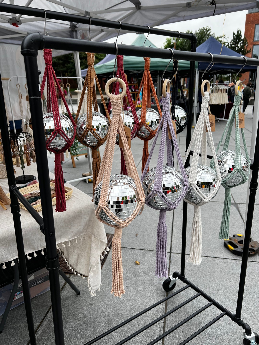 Disco Ball Macrame Hanger Boho Home Decor Funky Style 70s 80s 90s Retro ...