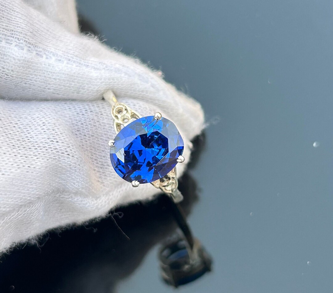 Silver Oval CZ Ring 11 Colors Oval Cubic Zirconia Stone Size 10x12mm ...