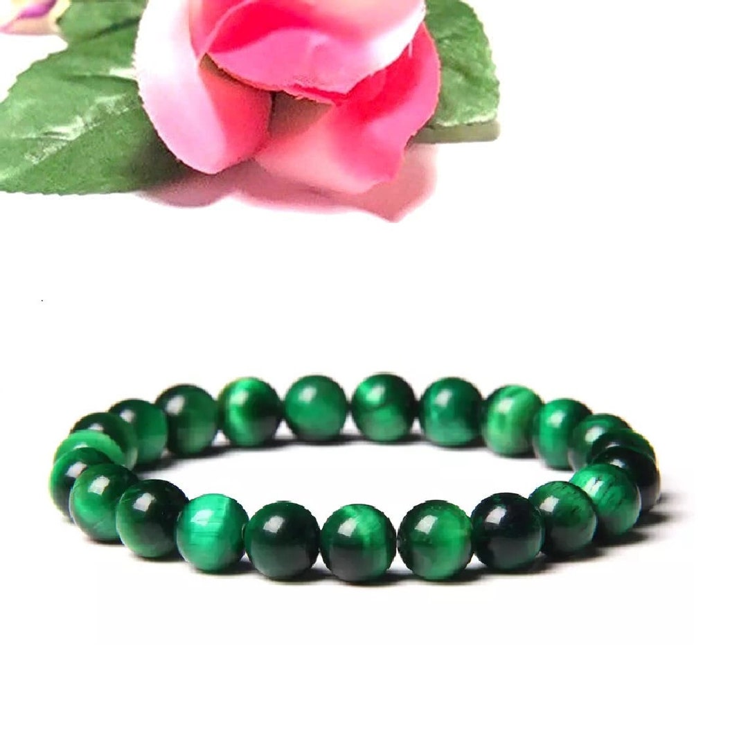 Green Natural AAA Healing Bracelet 8 Mm and 6 Mm Tiger Eye Man, Woman ...