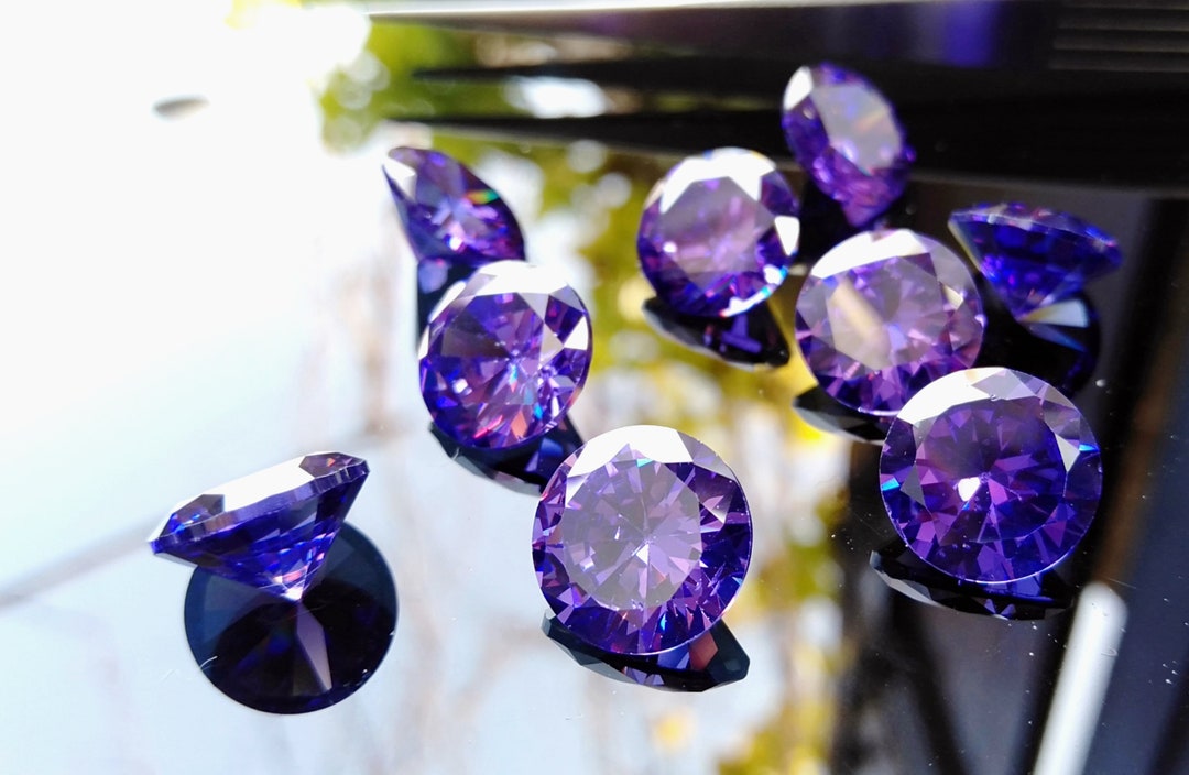 Cubic Zirconia AAA Quality Cubic Zirconia Round Shape Amethyst Color CZ ...