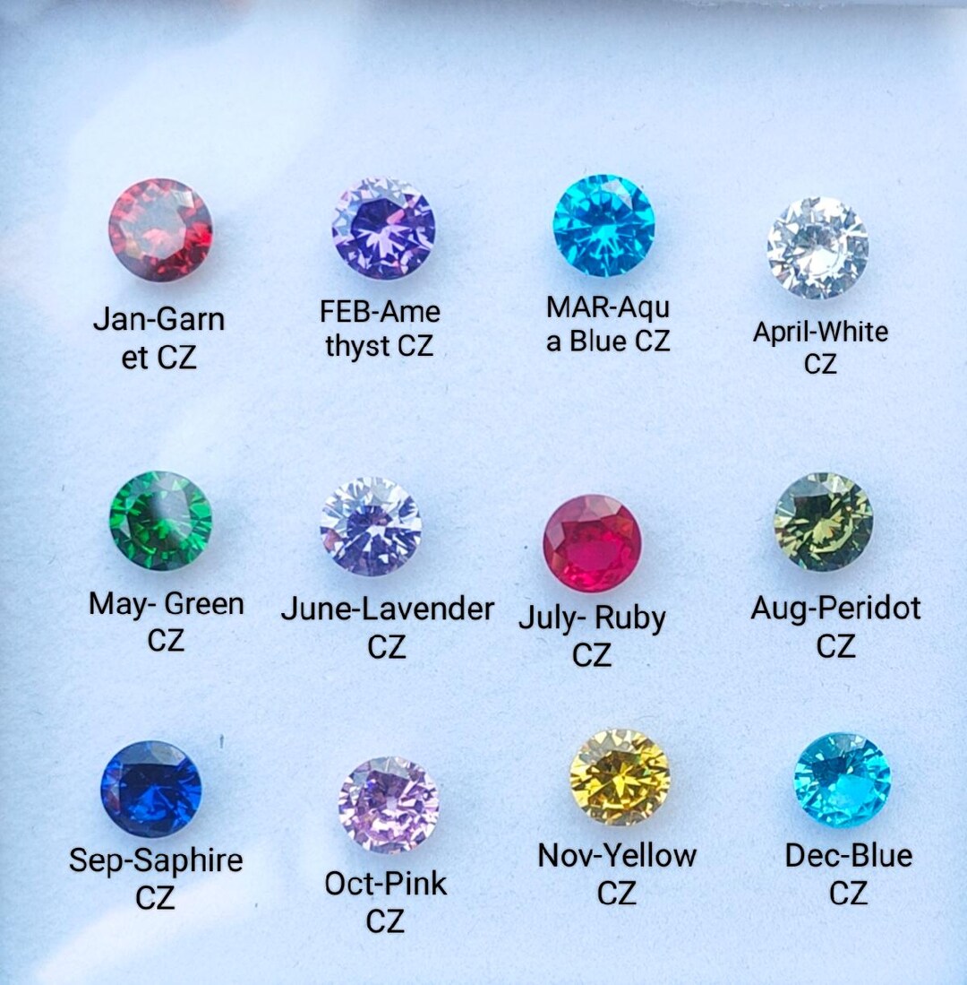 Birth Stones Cubic Zirconia AAA Quality 12 Colors Round Shape, Jewelry ...