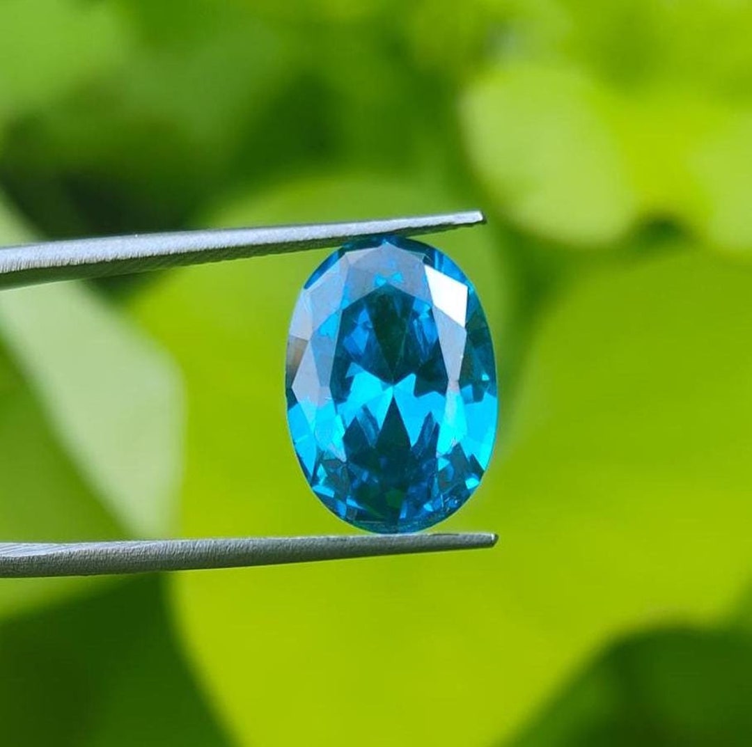 Cubic Zirconia AAA Quality Cubic Zirconia Oval Shape Blue Topaz Color ...