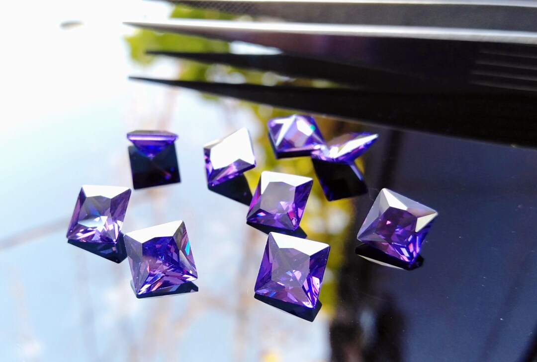 Cubic Zirconia AAA Quality Cubic Zirconia Square Shape Amethyst Color ...