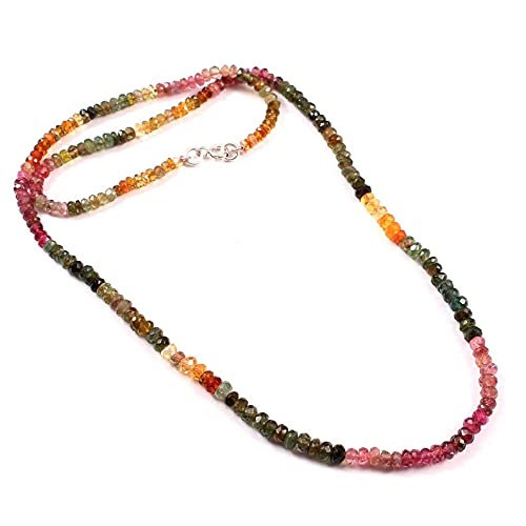AAA Multi Tourmaline Necklace 3-4mm Natural Watermelon Tourmaline ...