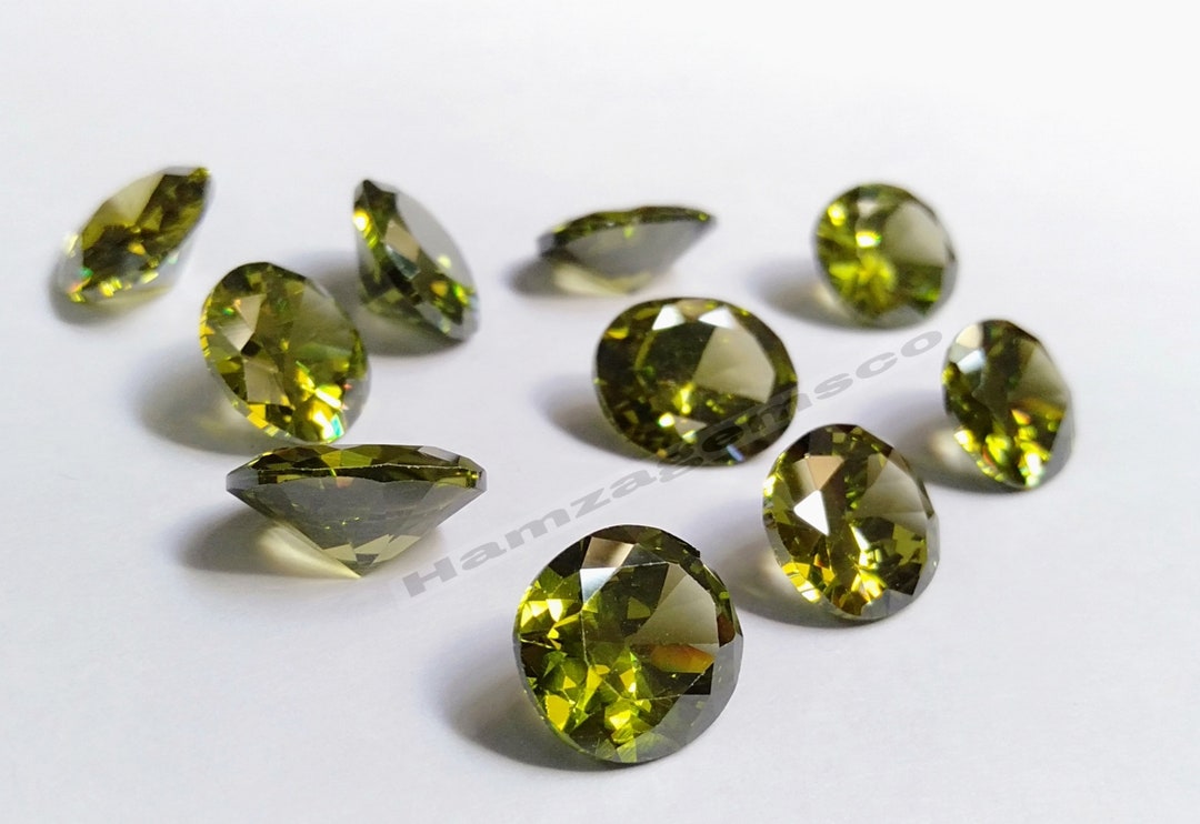 Cubic Zirconia AAA Quality Cubic Zirconia Oval Shape Olive Green Color ...