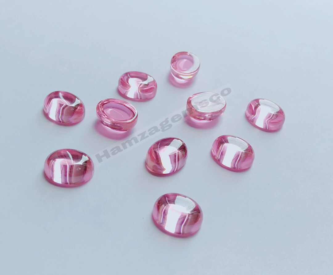 Cubic Zirconia AAA Quality Cabochon Oval Shape Tourmaline Pink Color CZ ...