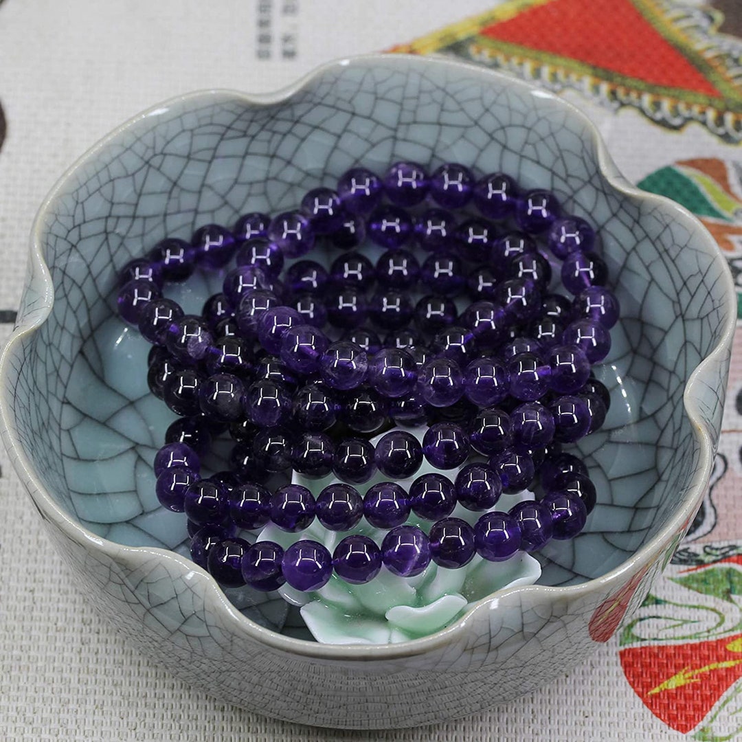 Purple Amethyst Healing Bracelet 8mm Round Beads Natural Stretch ...