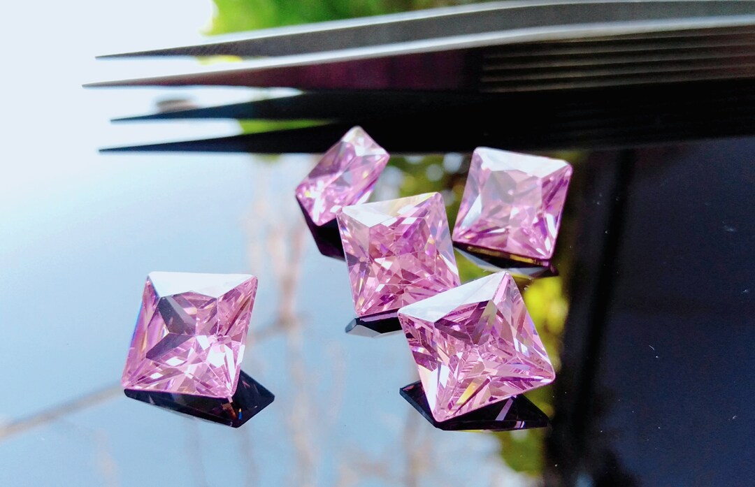 Cubic Zirconia AAA Quality Cubic Zirconia Square Shape Pink Color CZ ...