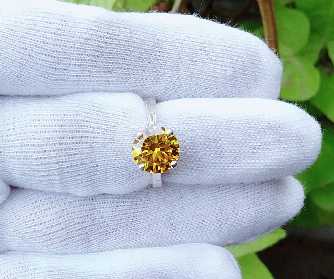 Silver Ring 11 Colors Round Cubic Zirconia Stone Size 10mm AAA Quality ...