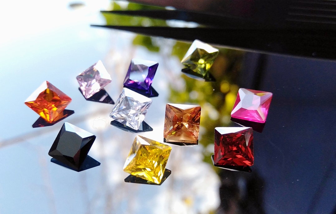 Cubic Zirconia AAA Quality Cubic Zirconia Square Shape 10 Multi-colors ...