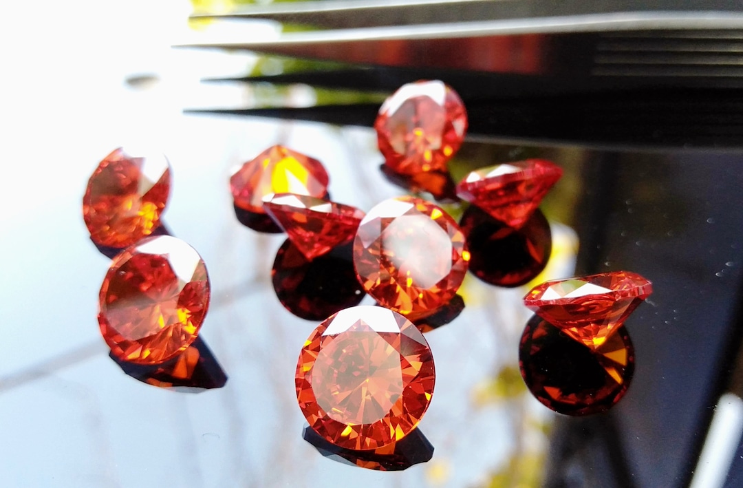 Cubic Zirconia AAA Quality Cubic Zirconia Round Shape Orange Color CZ ...