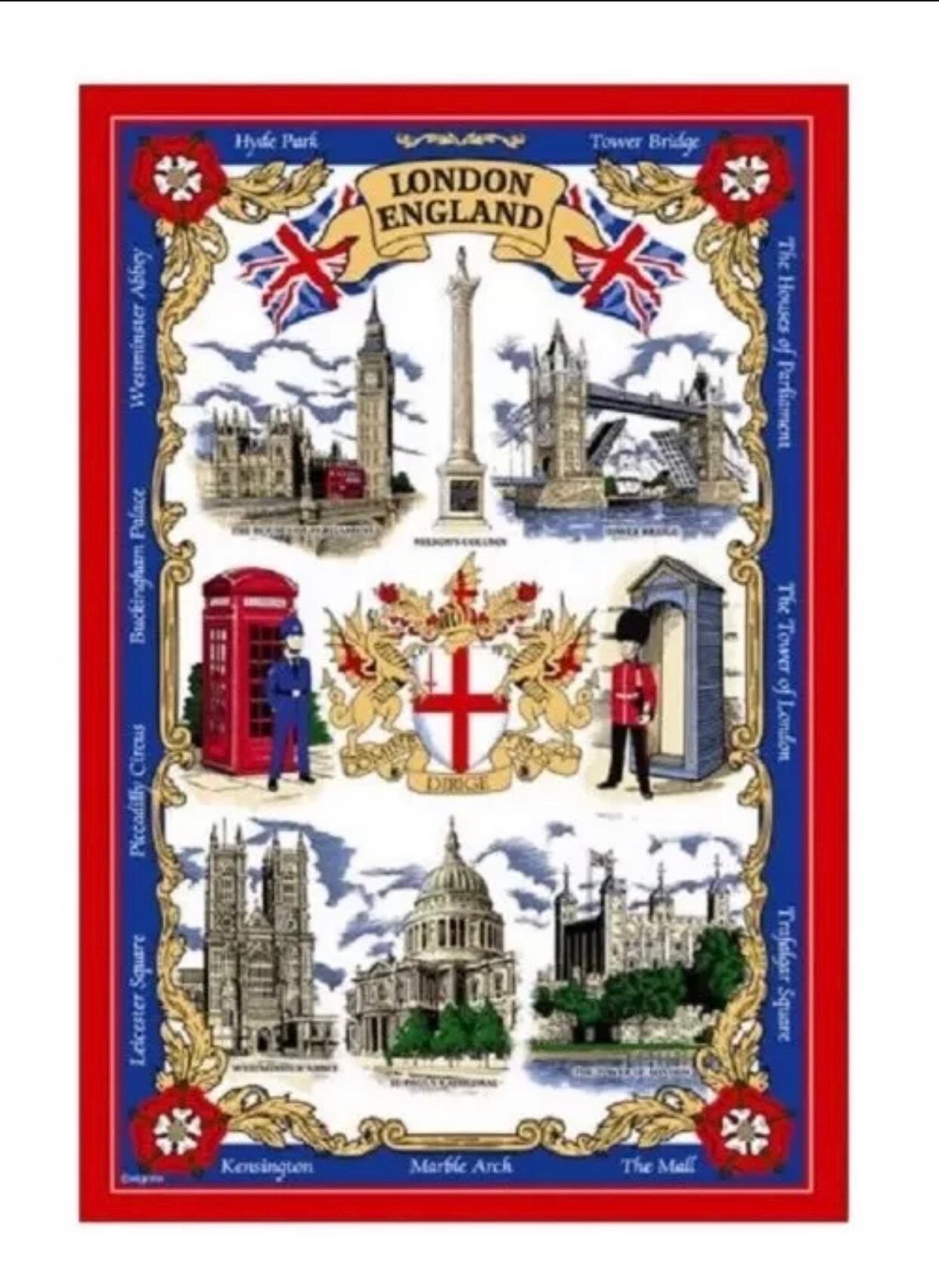 Historical London Tea Towel Souvenir Gift Big Ben Tower, 50% OFF