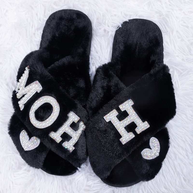 Black Slippers - Etsy