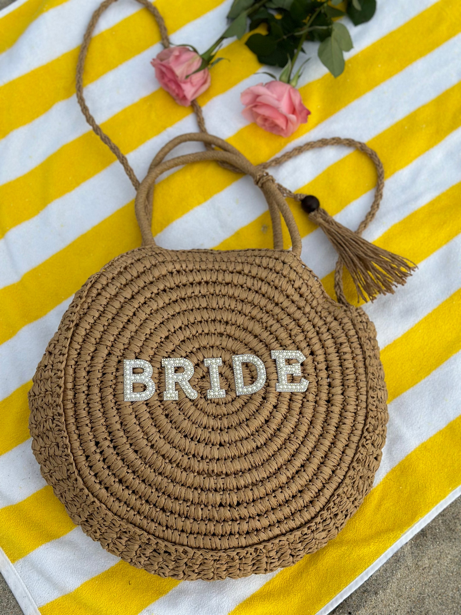 Custom Bride Straw Bag: Personalized Honeymoon Beach Tote - Etsy