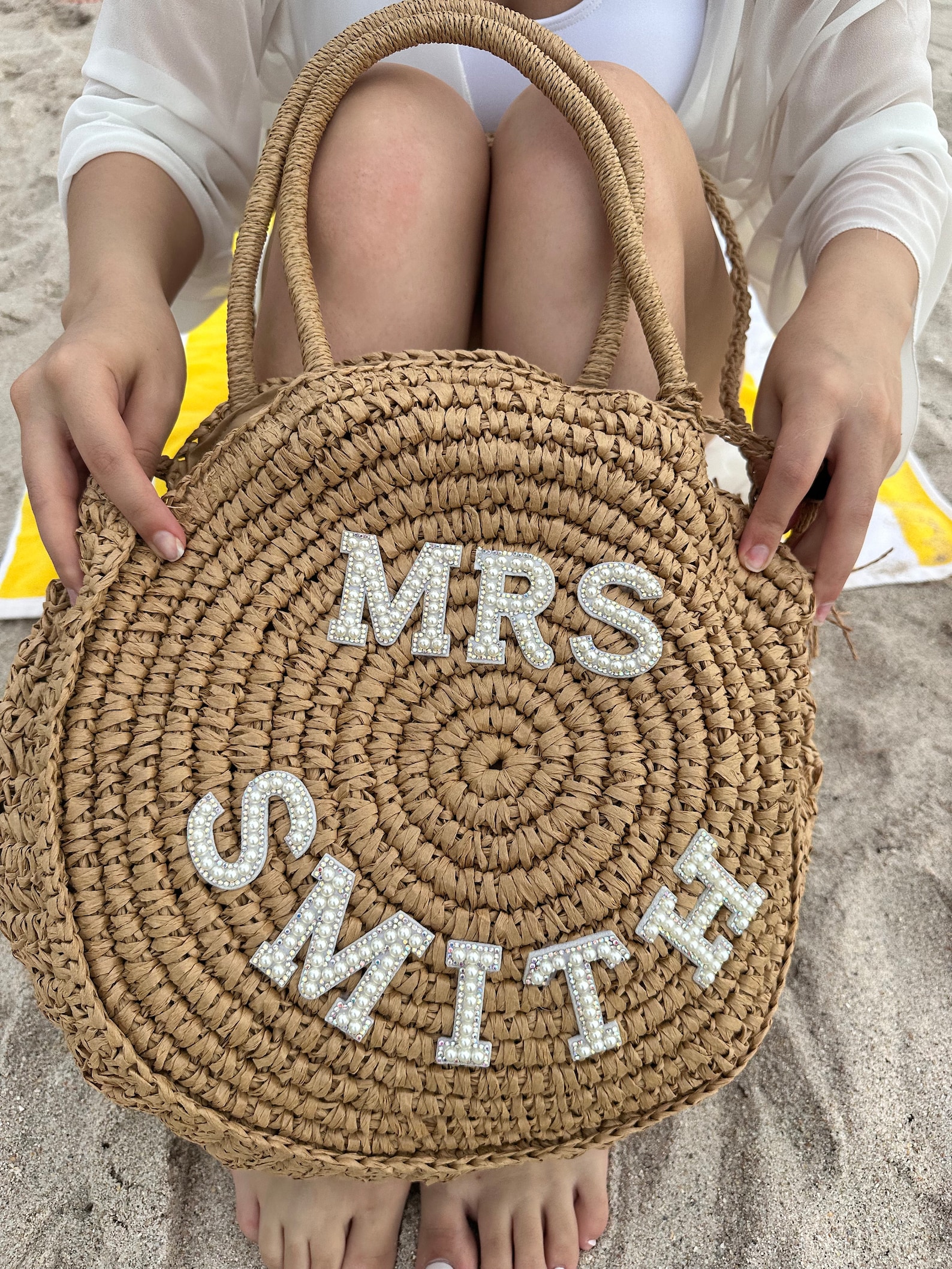 Custom Bride Straw Bag: Personalized Honeymoon Beach Tote - Etsy