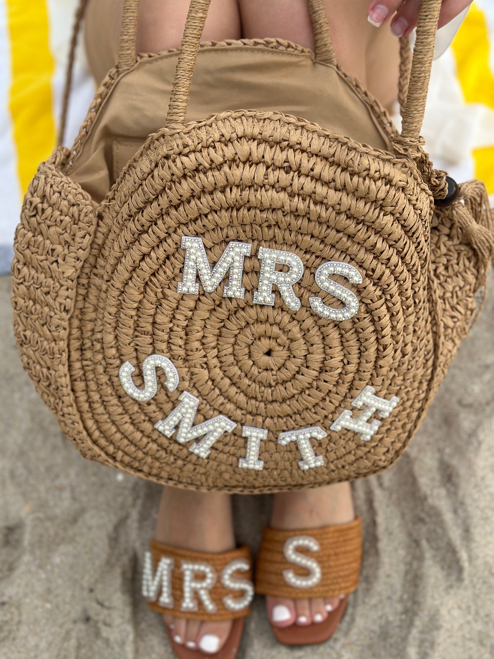 Custom Bride Straw Bag: Personalized Honeymoon Beach Tote - Etsy