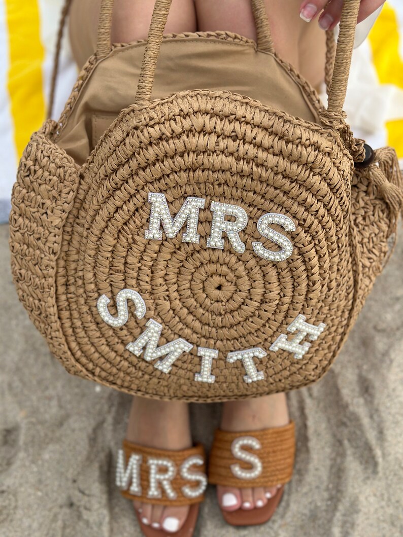Custom Bride Straw Bag: Personalized Honeymoon Beach Tote - Etsy