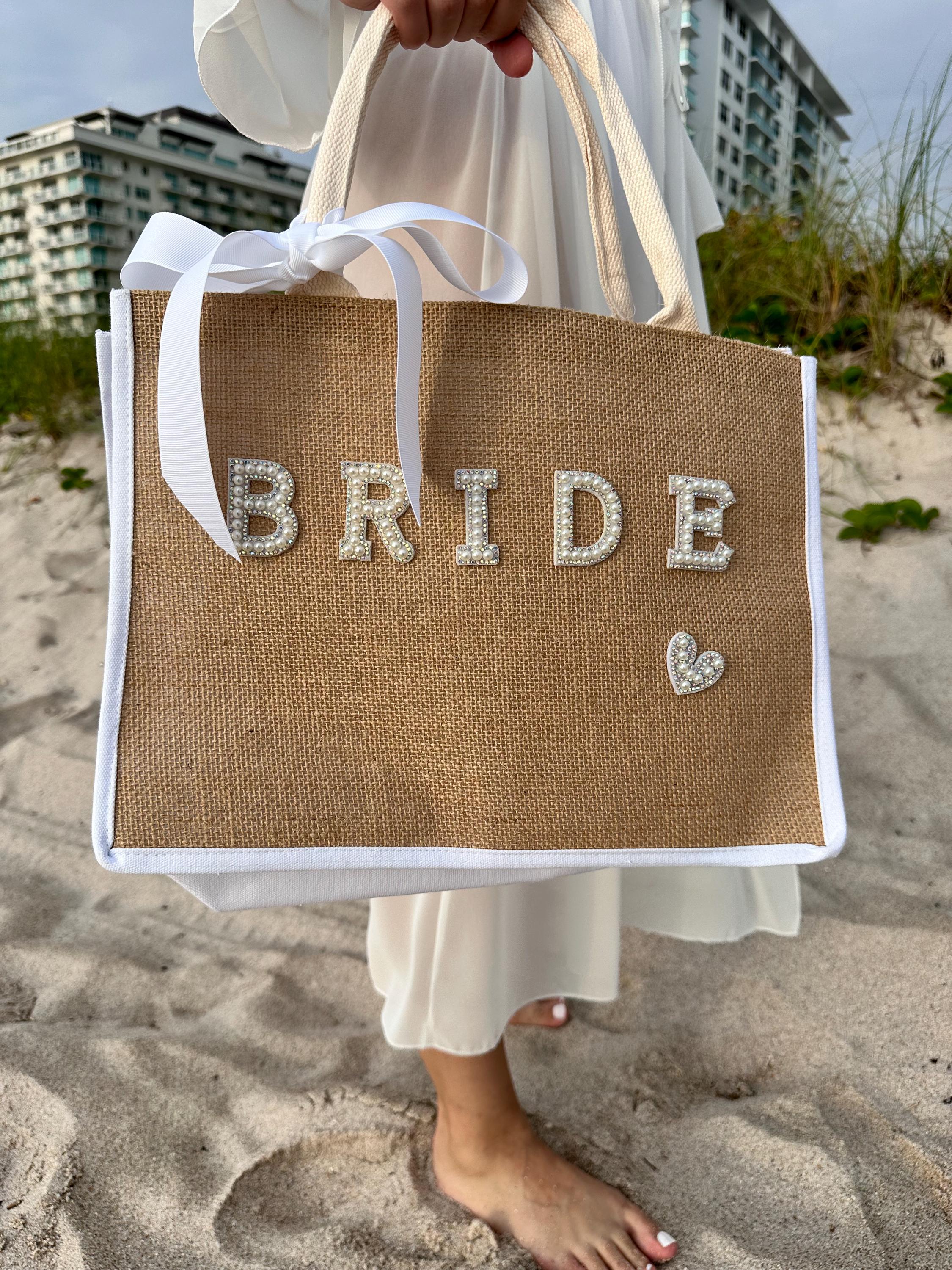 Personalized Bride Tote Bag – Custom Bridal Gift With Pearls for ...