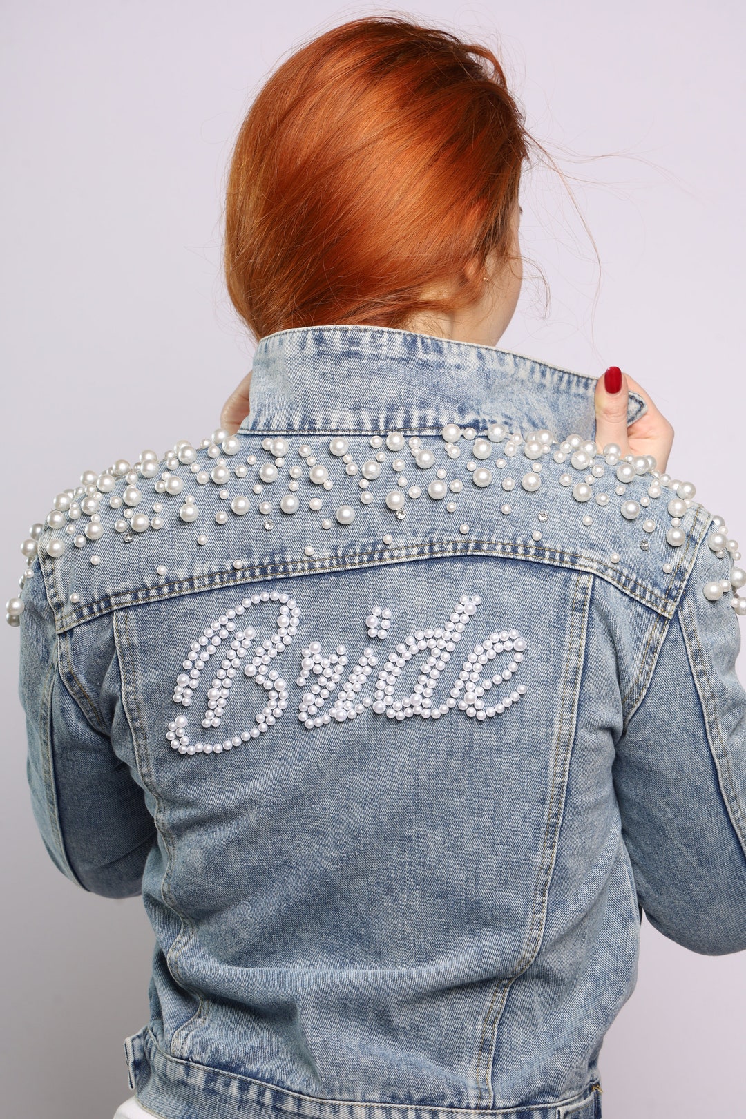 Custom Bride Denim Jacket, Bride Wedding Jacket, Wedding Shower Bride ...