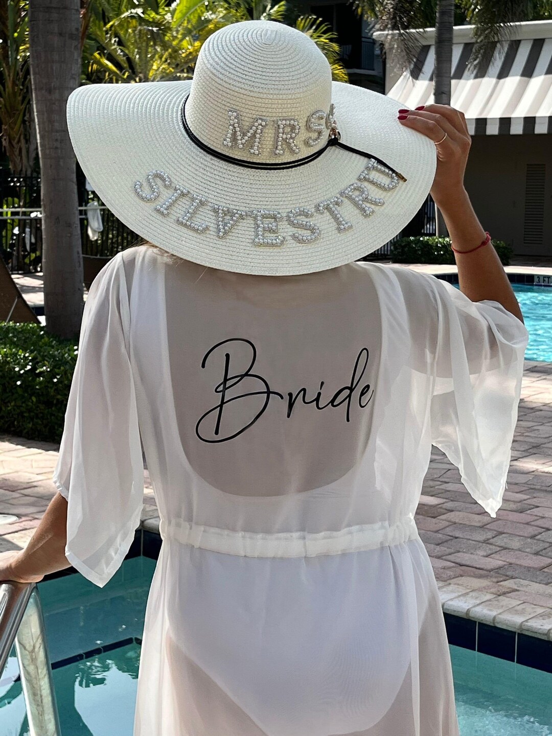 Personalized Floppy Beach Hat: Custom Bride Sun Hat, Bachelorette Gift ...