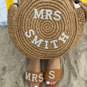 Custom Bride Straw Bag: Personalized Honeymoon Beach Tote - Etsy