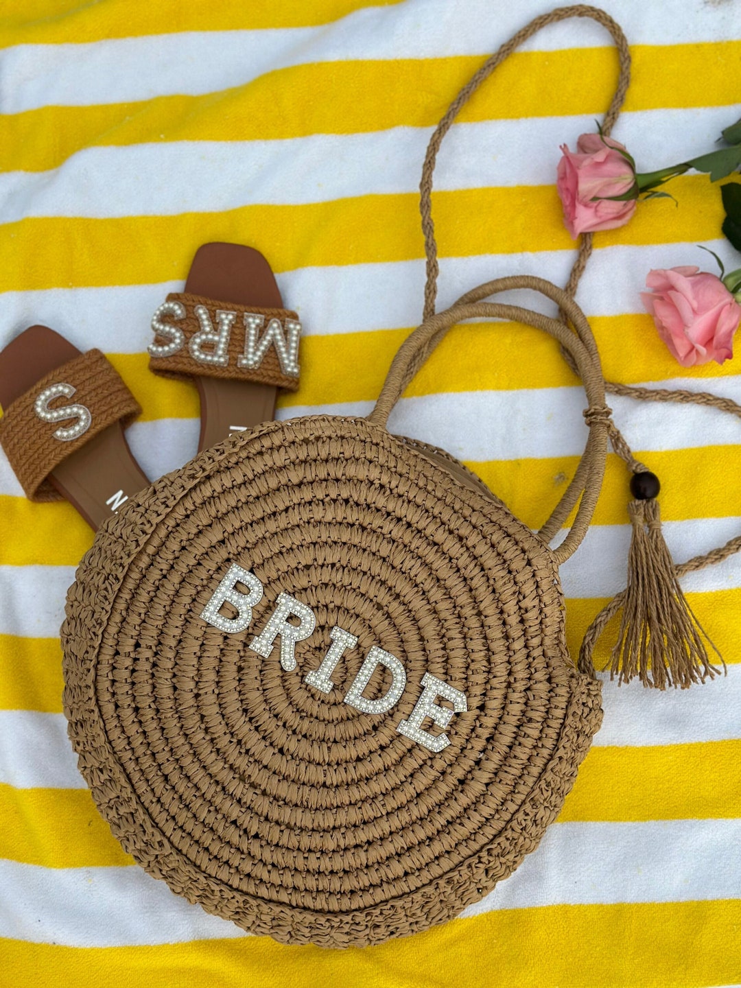 Custom Bride Straw Bag: Personalized Honeymoon Beach Tote - Etsy