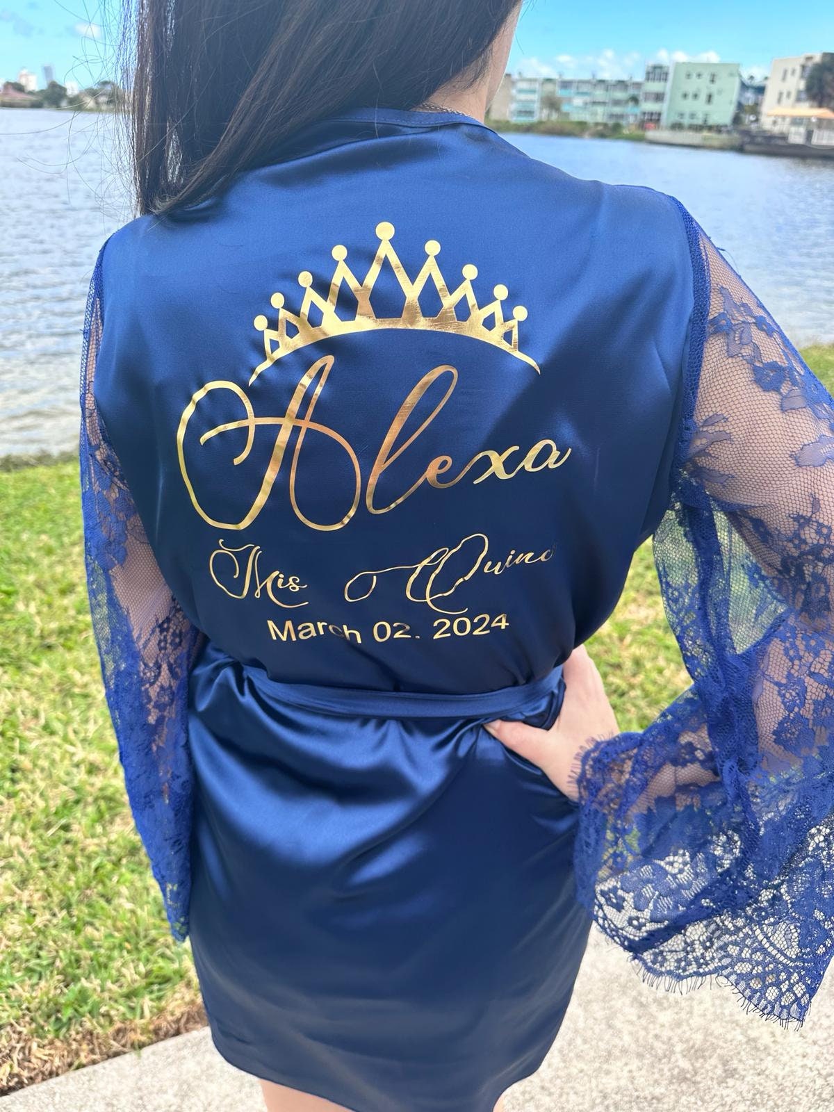 Personalized Quinceañera Satin Robe With Lace: Mis Quince Gift - Etsy