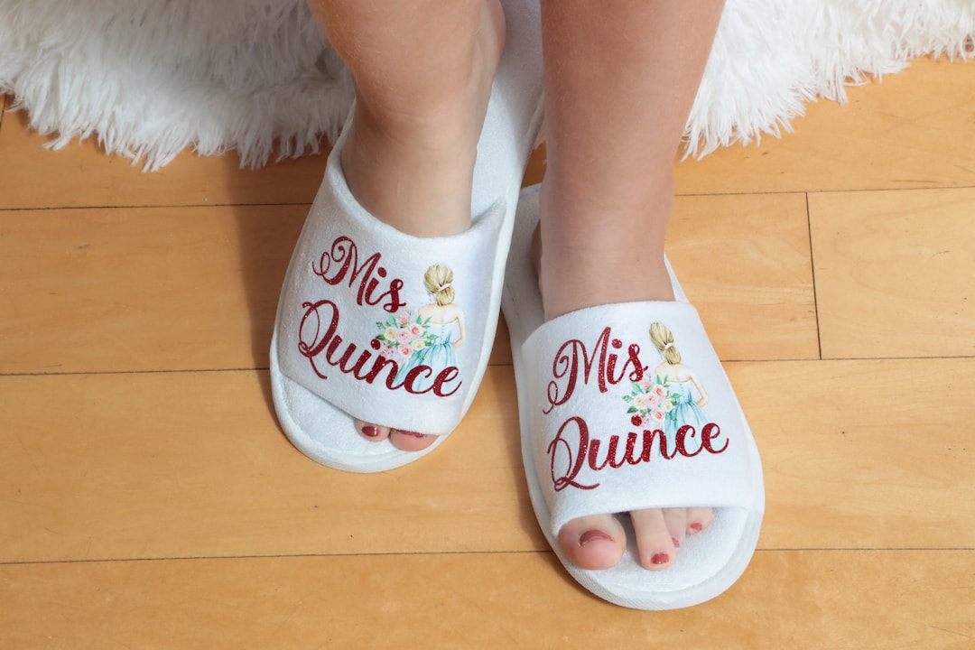 Cozy Spa Slippers: Mis Quince Monogram, Open Toe, Birthday Gift - Etsy