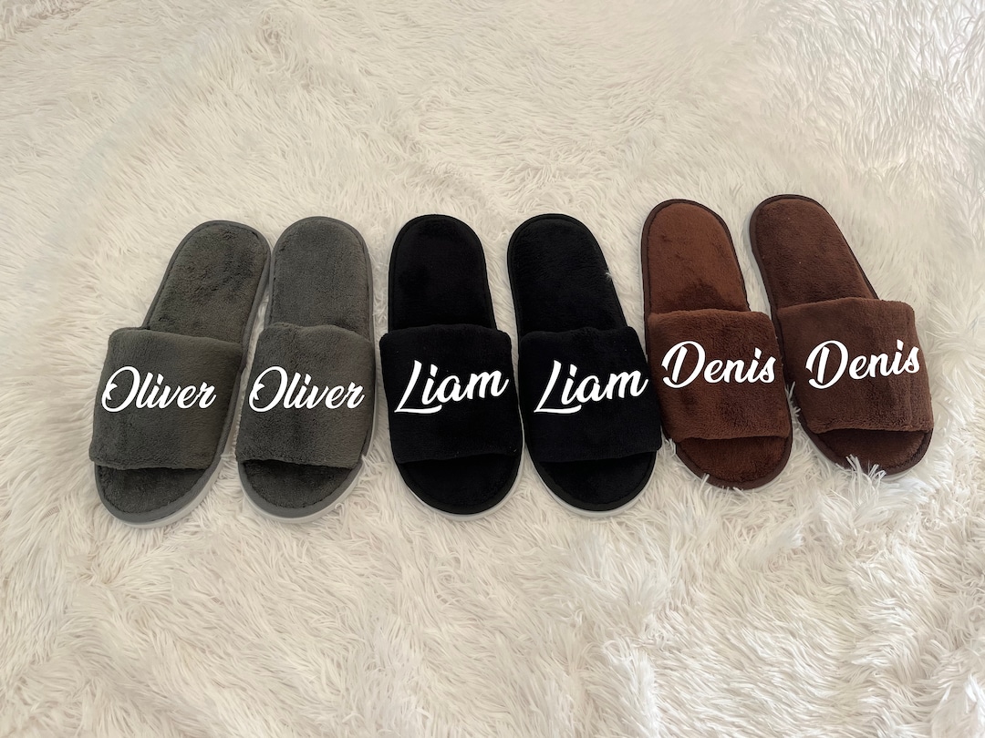 Customized Men's Slippers, Personalized Spa Gift - Etsy