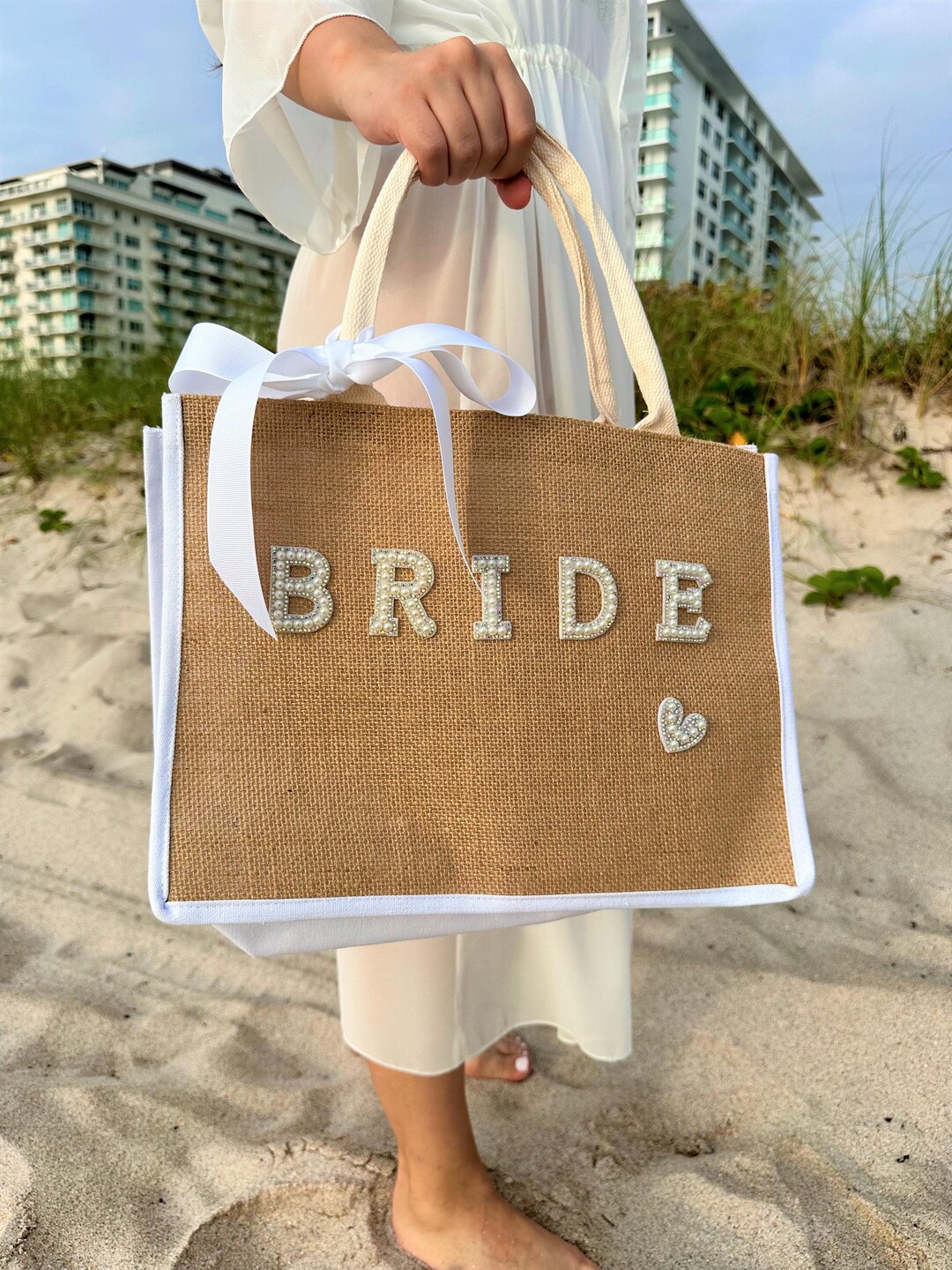 Personalized Bride Tote Bag – Custom Bridal Gift With Pearls for ...