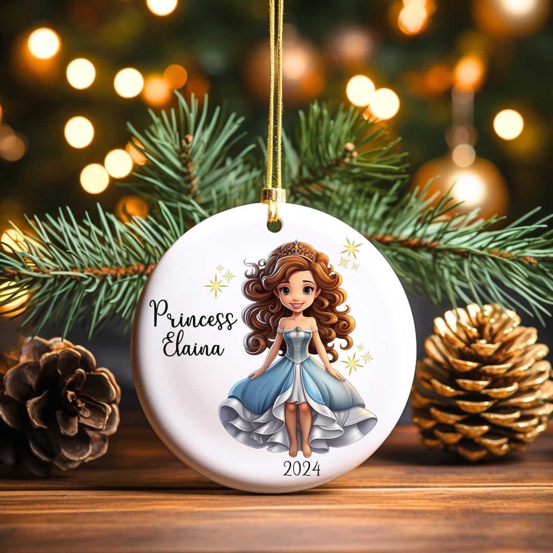 Personalized Girls Princess Christmas Ornament, Custom Princess ...