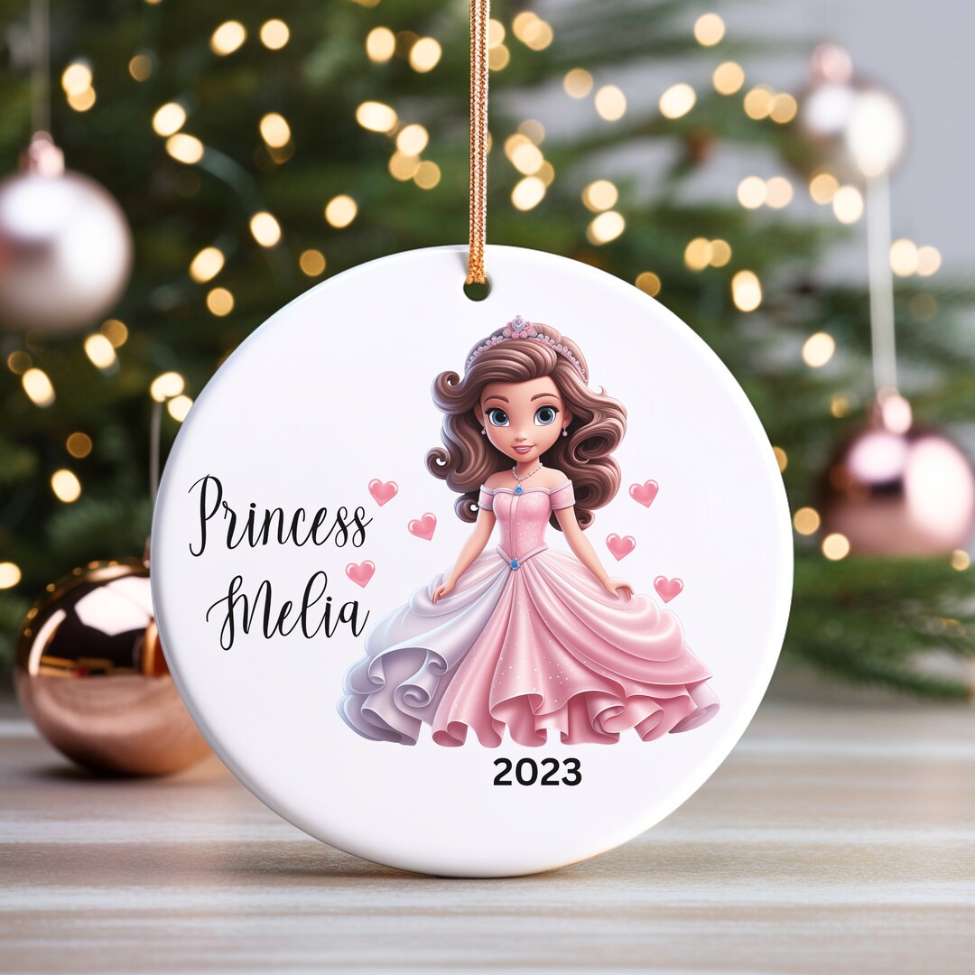 Personalized Girls Princess Christmas Ornament, Custom Princess ...