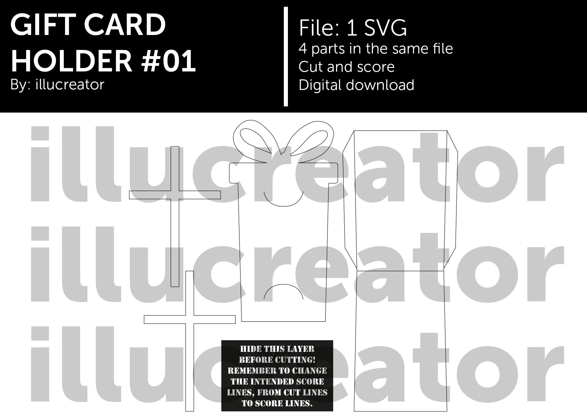 Gift Card Holder SVG Present Gift Ribbon Bow Papercraft - Etsy