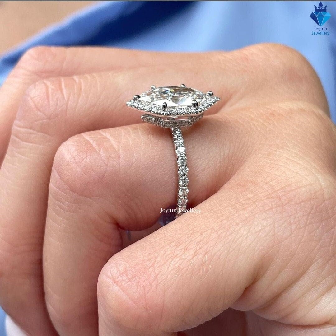 3.50TCW Classic Dutch Marquise Cut Moissanite Engagement Ring, Unique ...