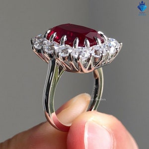 4.20CT Cushion Cut Red Ruby Gemstone Wedding Gift Ring Vintage Style ...