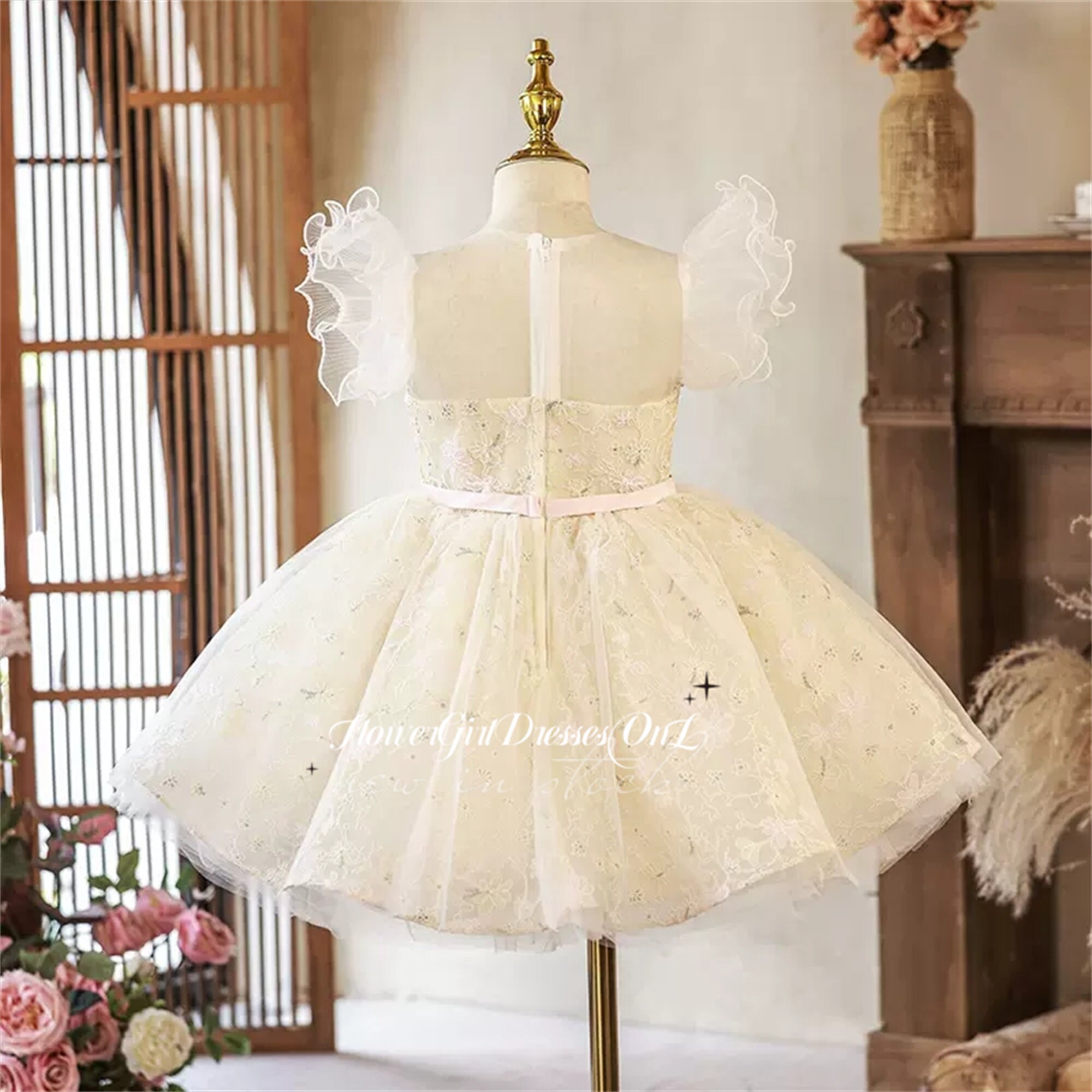 Beige Flower Girl Dresses