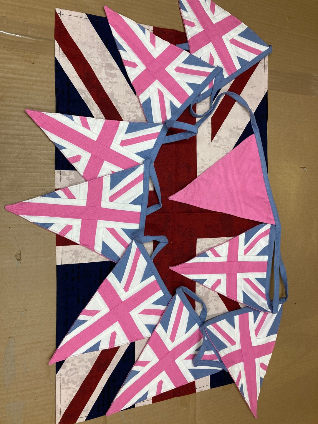 Stunning Union Jack Textile Bunting by Woven Magic ( Pink / Blue ...