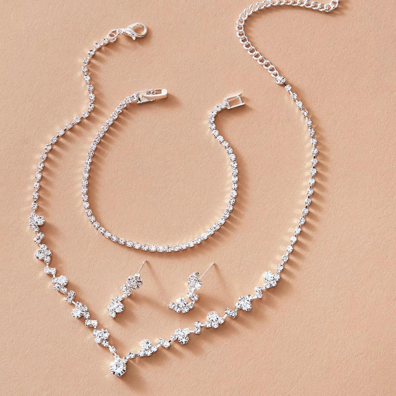 Bridal Jewellery Set Princess Cut Shape Necklace Set - Etsy UK