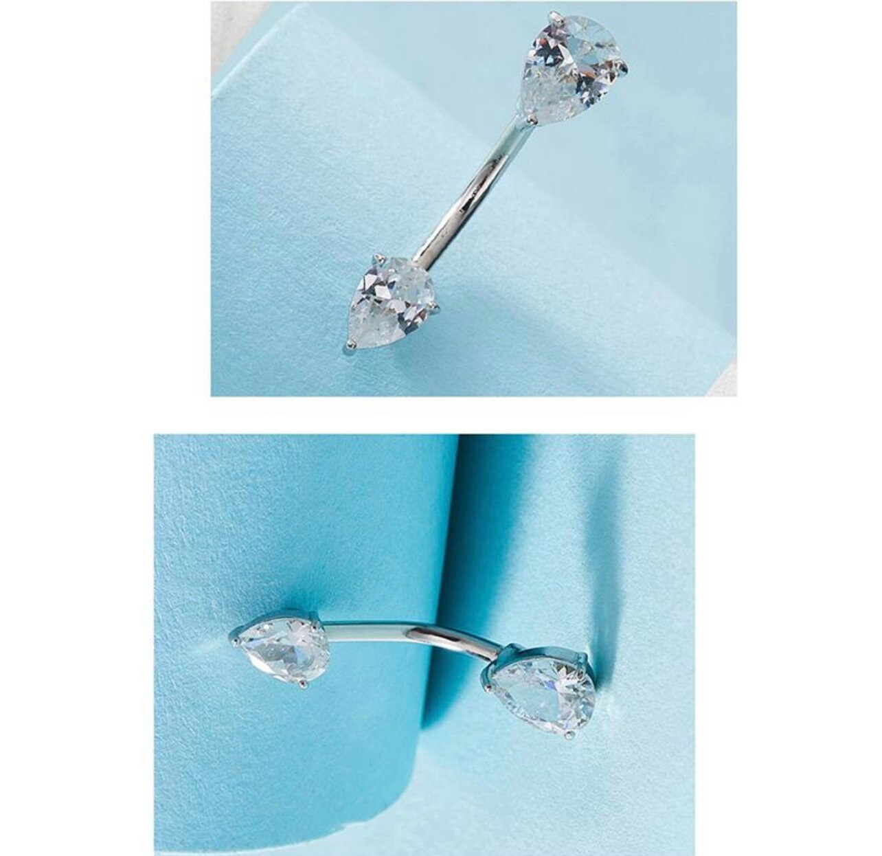 Stainless Steel Bellybutton Piercing, Tear Drop Belly Bar, Bellybutton ...