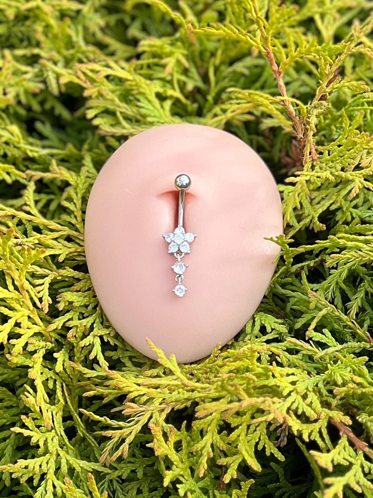 Belly Button Piercing Ring, Belly Dance Dangle Ring, Stainless Steel ...