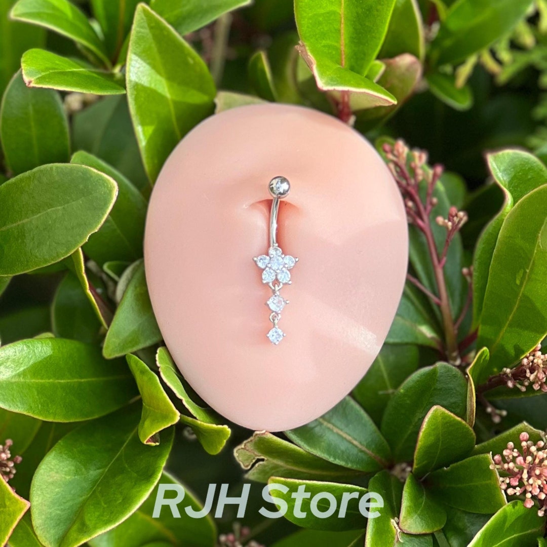 Belly Button Piercing Ring, Belly Dance Dangle Ring, Stainless Steel ...